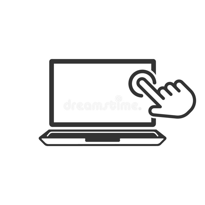 Laptop Icon with a Hand Sign with a Blank Screen. Click Stock Vector ...