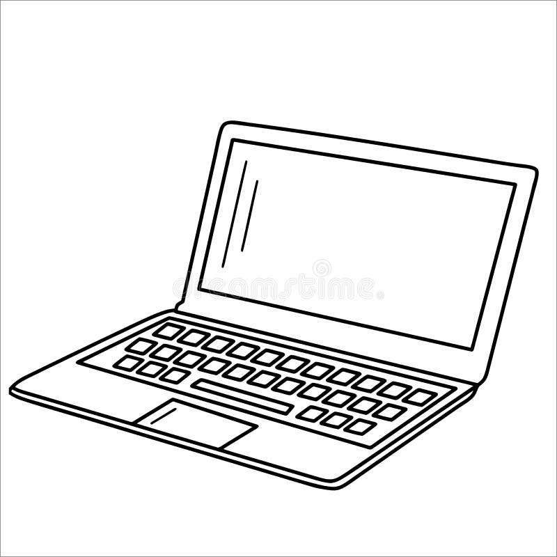 The Laptop Icon Black Thin Line Style. Vector Illustration Stock Vector ...