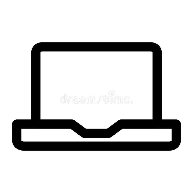 Laptop Icon Line Isolated on White Background. Black Flat Thin Icon on Modern Outline Style ...