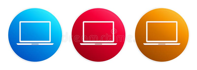 Laptop Icon Premium Trendy Round Button Set Stock Vector - Illustration ...