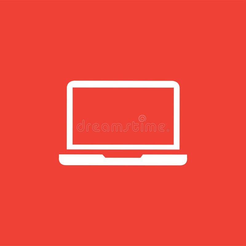 Laptop Icon on Red Background. Red Flat Style Vector Illustration Stock ...
