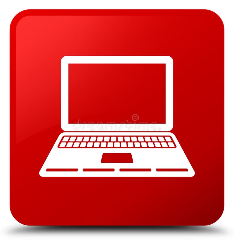 Laptop Icon Red Square Button Stock Illustration - Illustration of icon ...