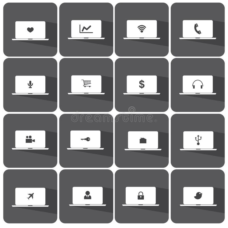 Laptop Icon Set Illustration Eps10 Stock Illustration - Illustration of ...
