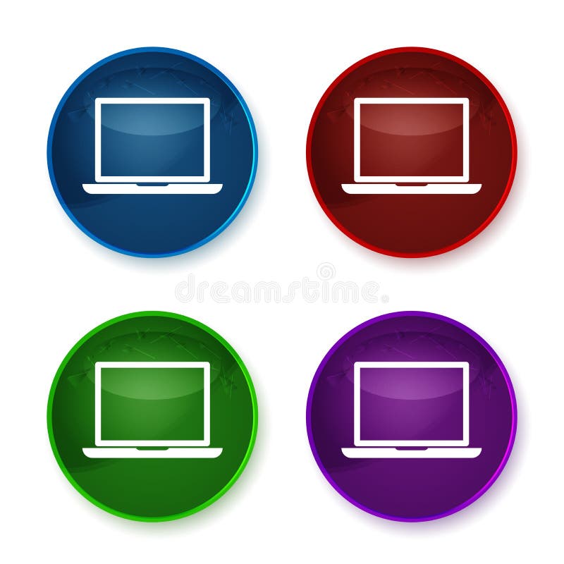 Laptop Icon Shiny Round Buttons Set Illustration Stock Vector ...