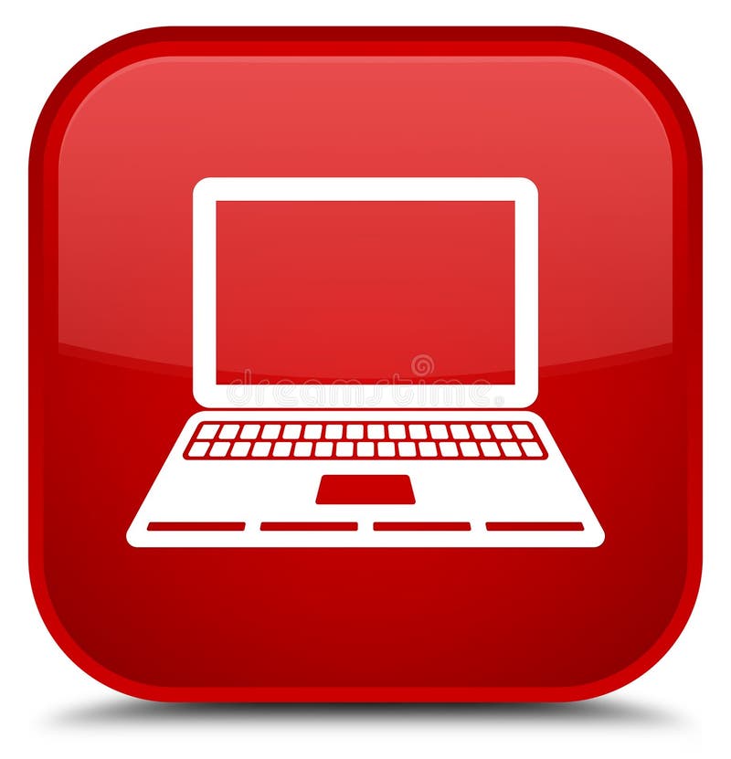 Laptop Icon Special Red Square Button Stock Illustration - Illustration ...