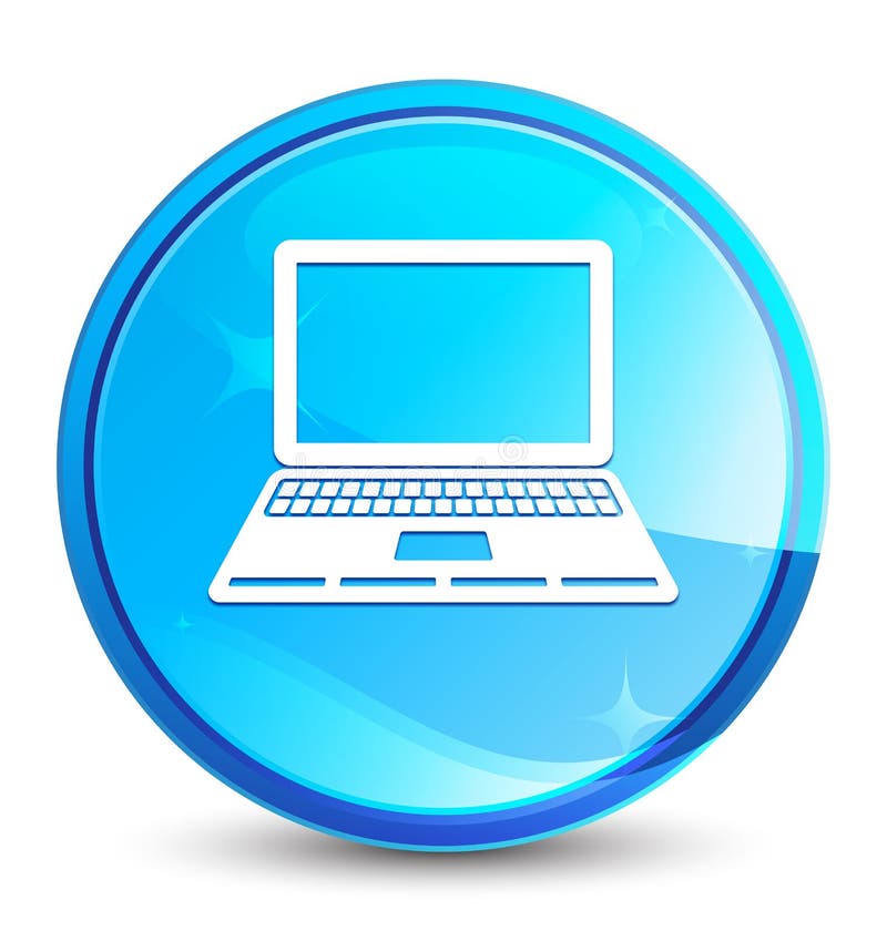 Laptop Icon Splash Natural Blue Round Button Stock Vector ...
