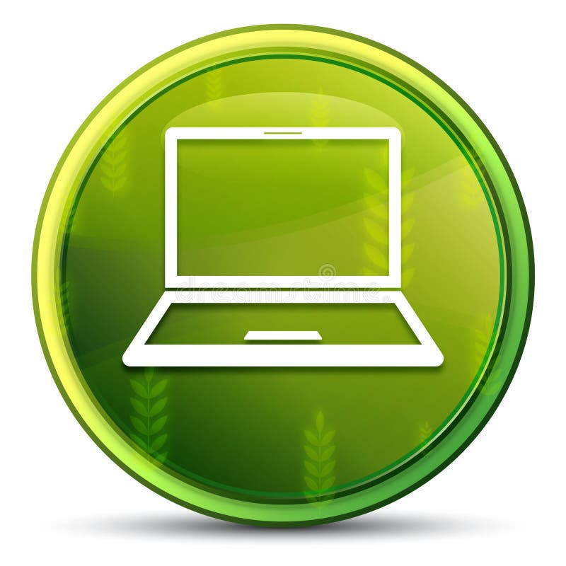 Laptop Icon Spring Bright Natural Green Round Button Illustration Stock ...