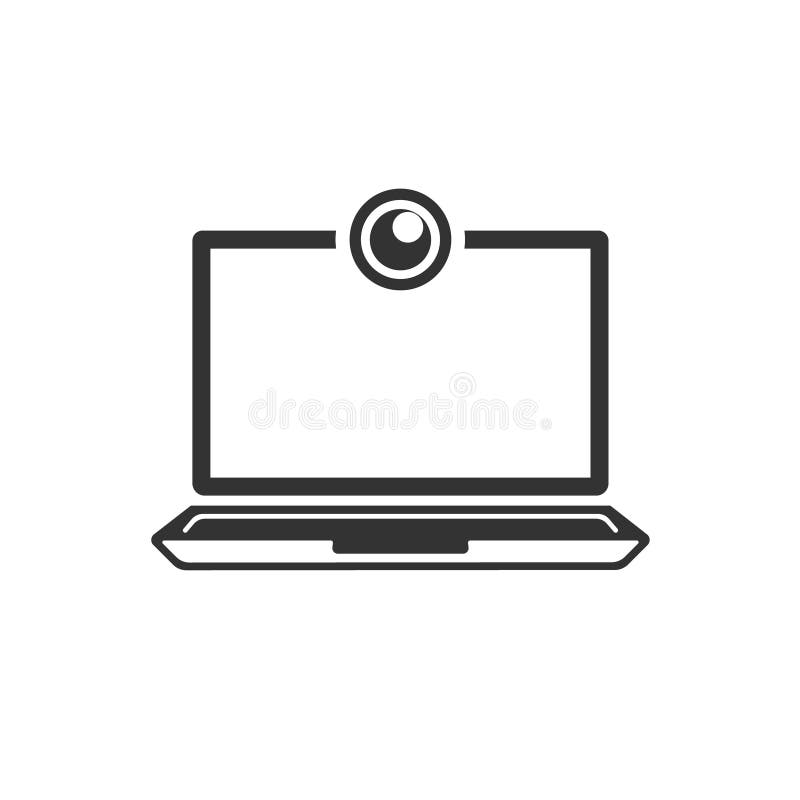 Laptop Icon with a Webcam and a Blank Screen.Video Communication and ...