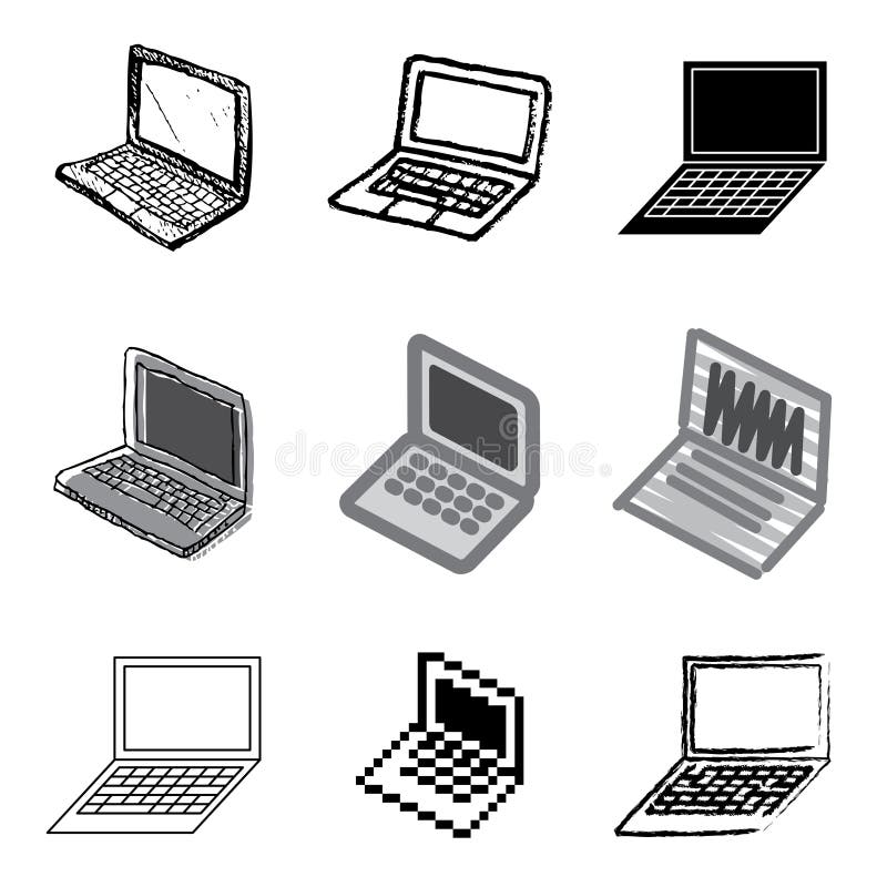 Laptop icons set stock vector. Illustration of drawing - 23873212
