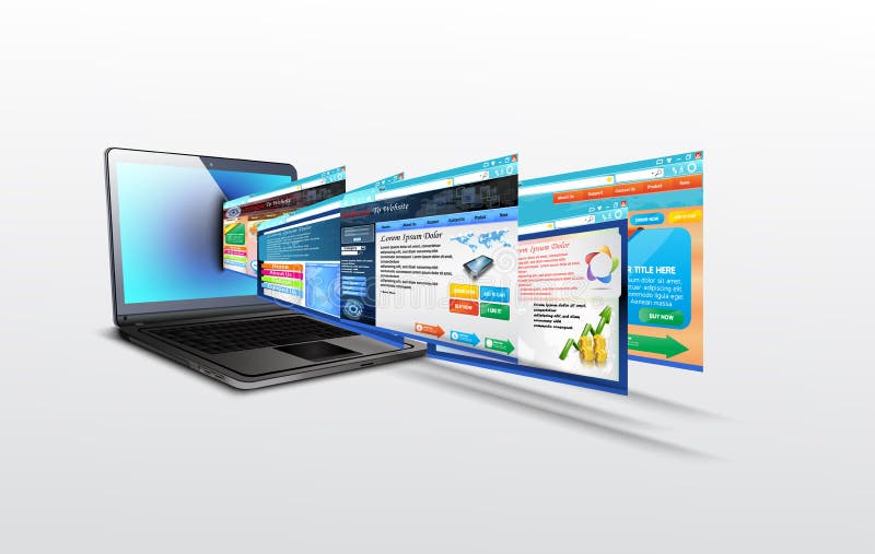 Laptop with Illustration of Template Website Stock Vector ...