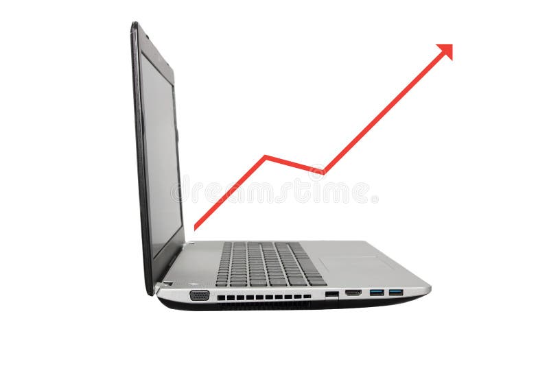 Laptop With An Increasing Graph Stock Image - Image of finance ...