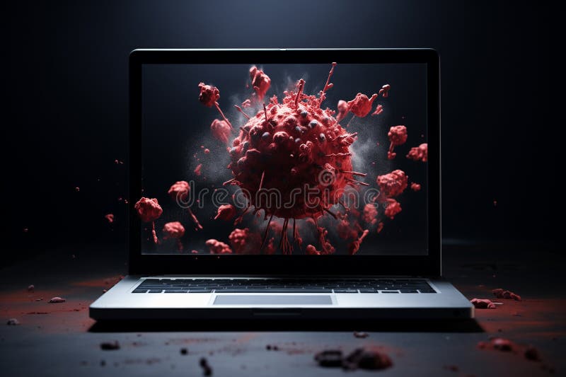 The Laptop is Infected with a Virus, Visualization of the Virus in the ...