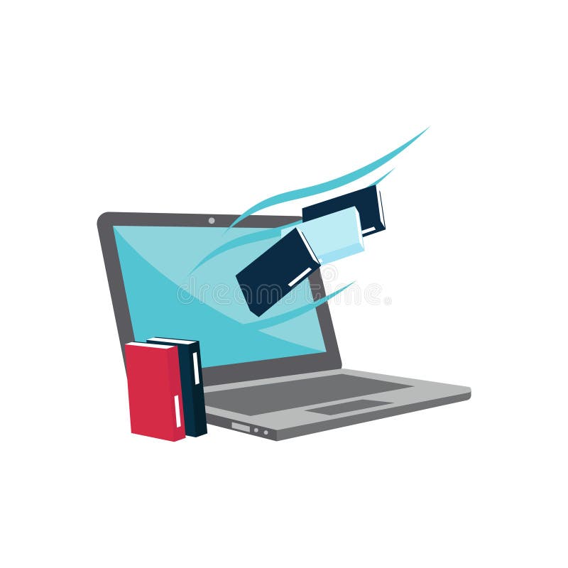 A Laptop with Information. Documents, Folders Stock Vector ...