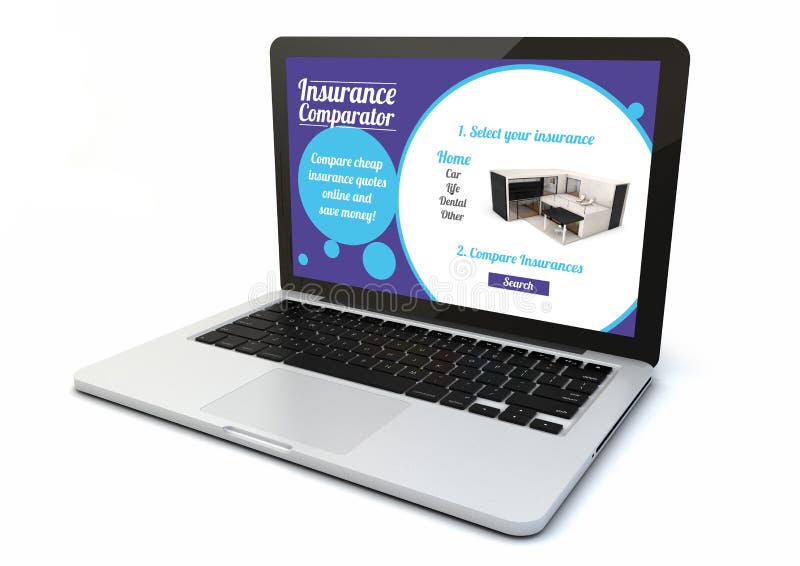 Laptop Insurance Comparator Stock Illustration - Illustration of ...