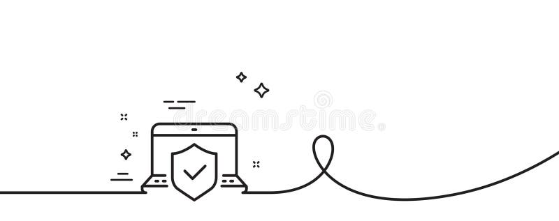 Laptop Insurance Hand Line Icon. Risk Coverage Sign. Continuous Line ...