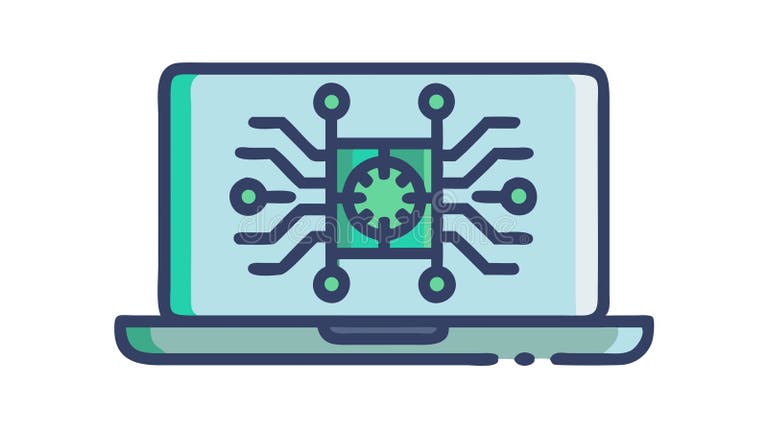 Laptop with Integrated Circuit Icon, High-Tech Computing, Digital ...