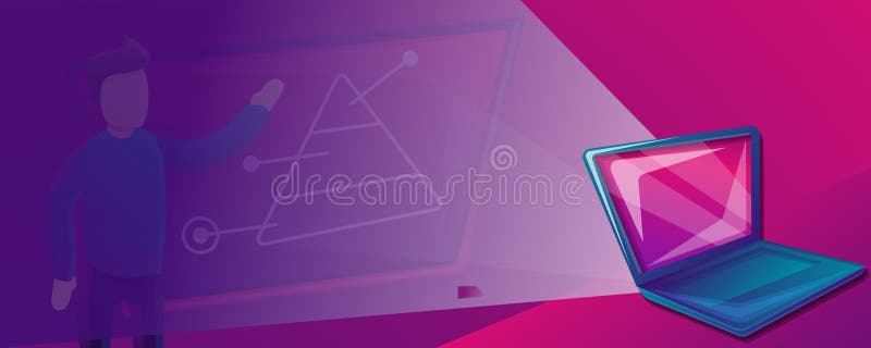 Laptop Interactive Learning Concept Banner, Cartoon Style Stock Vector ...