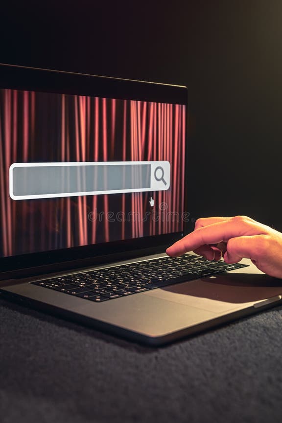 Laptop with Internet Browser Search Bar on Screen. Stock Image - Image ...