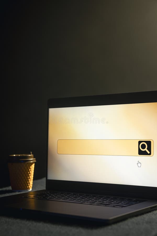 Laptop with Internet Browser Search Bar on Screen. Stock Image - Image ...