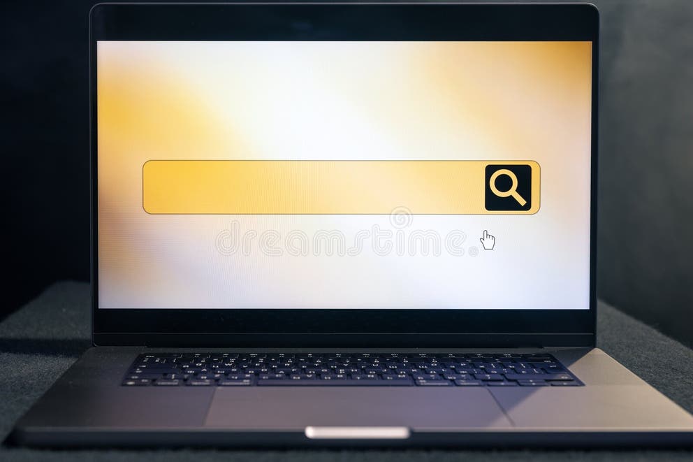 Laptop with Internet Browser Search Bar on Screen. Stock Image - Image ...