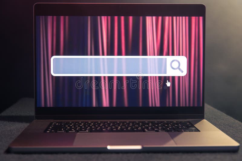 Laptop with Internet Browser Search Bar on Screen. Stock Image - Image ...