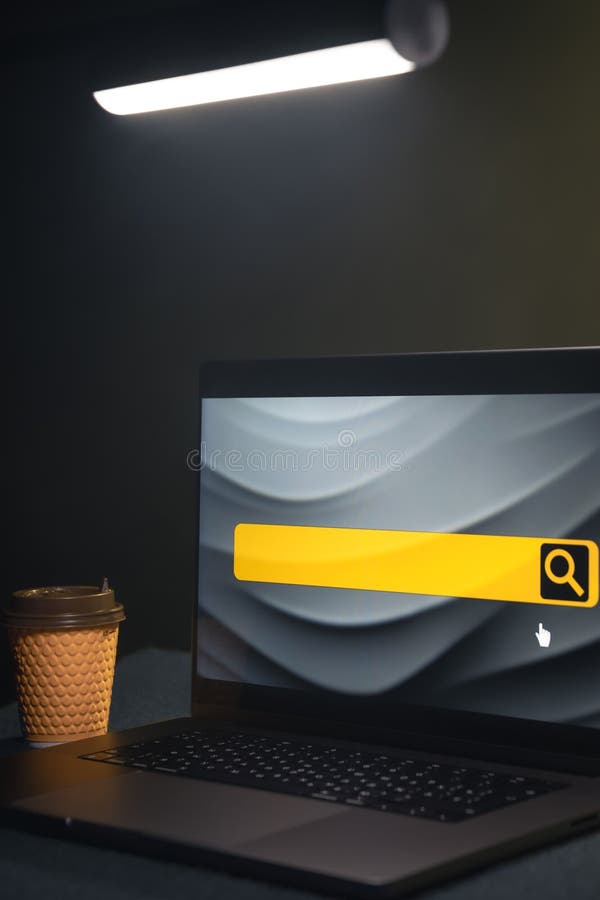Laptop with Internet Browser Search Bar on Screen. Stock Image - Image ...