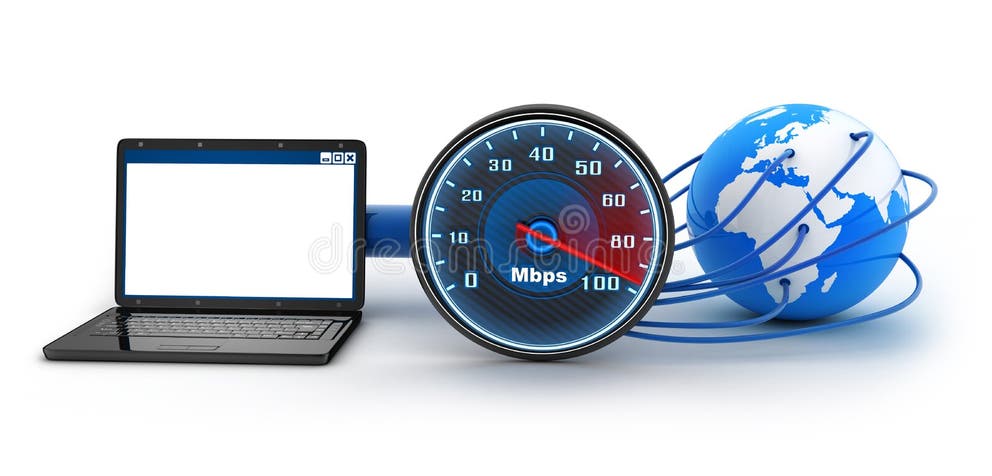 Laptop and Internet Connection Speed Stock Illustration - Illustration ...