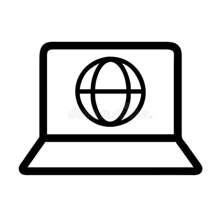 Laptop Internet Simple Black Vector for Web Design and Online ...