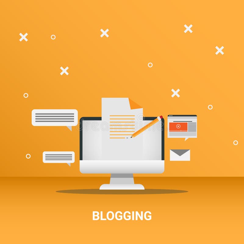 Laptop with Internet Text and Message Icons, Orange Background, Vector ...