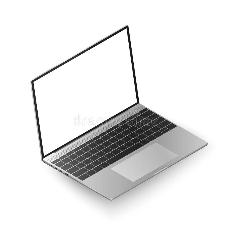 Laptop with Shadow Isolated on White Background. Laptop Design with ...