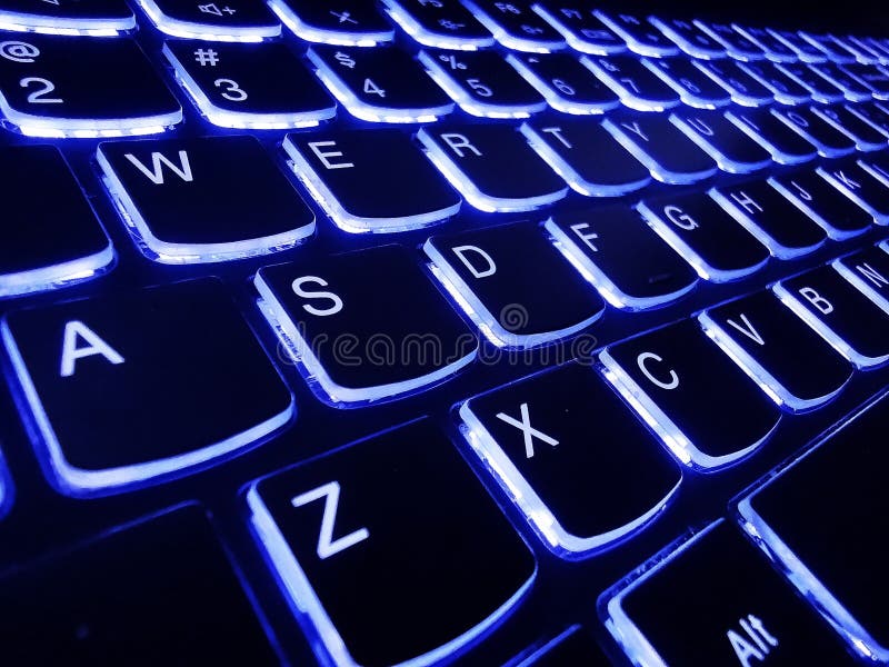 Laptop Keyboard with Backlight. Closeup View of Computer Keyboard ...