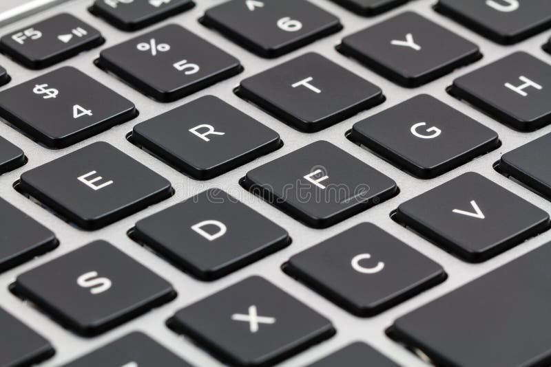 Laptop Keyboard with Black Keys. Closeup Stock Image - Image of keys ...