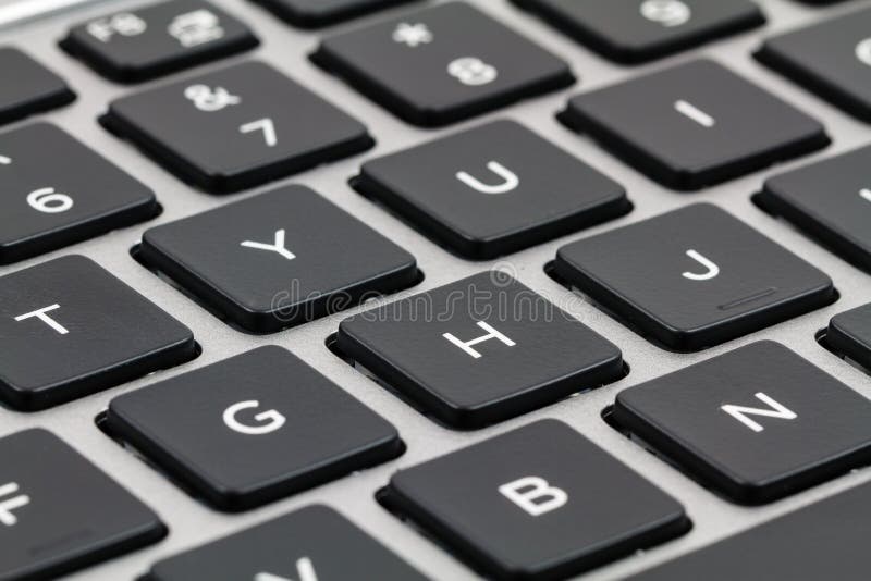 Laptop Keyboard with Black Keys. Closeup Stock Photo - Image of letters ...