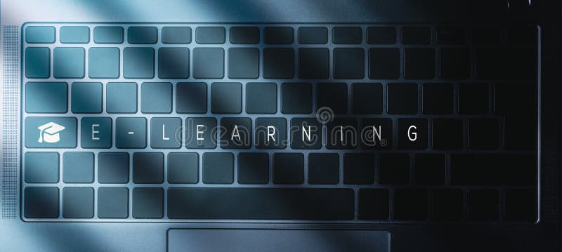 Flat Lay Image of Laptop Keyboard with E-learning Text on Buttons ...