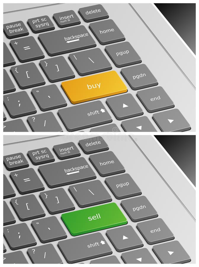 Laptop Keyboard with Buy and Sell Buttons Stock Vector - Illustration ...