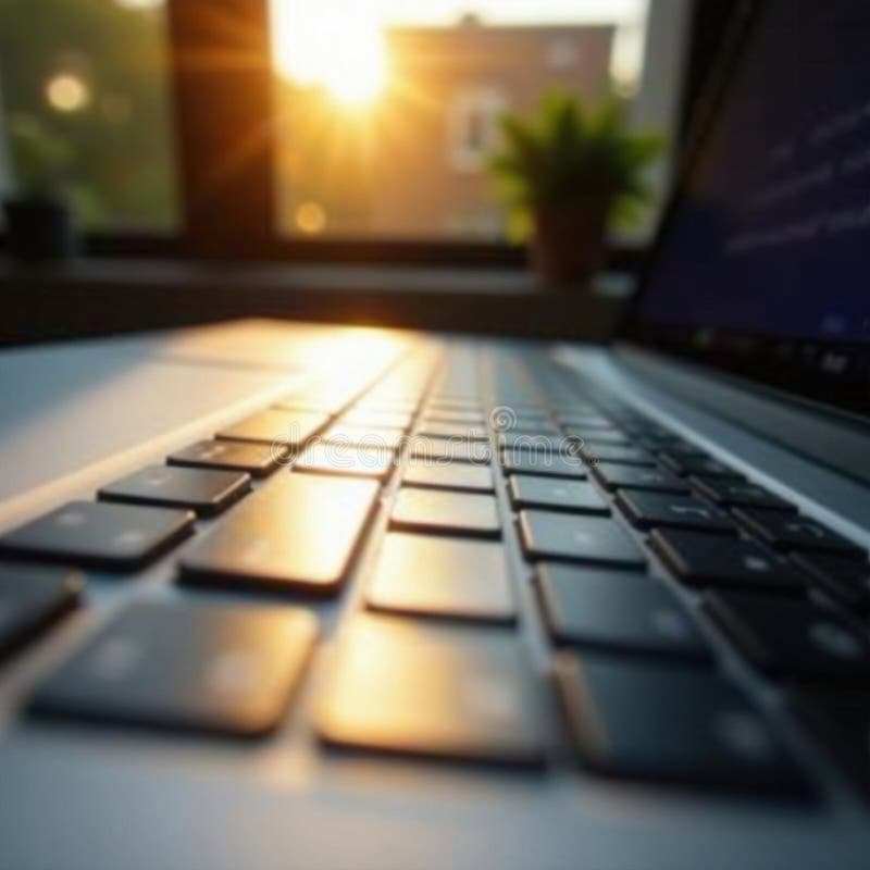 Laptop Keyboard Close Up, Sunlight through Window, Close Up, Frame ...