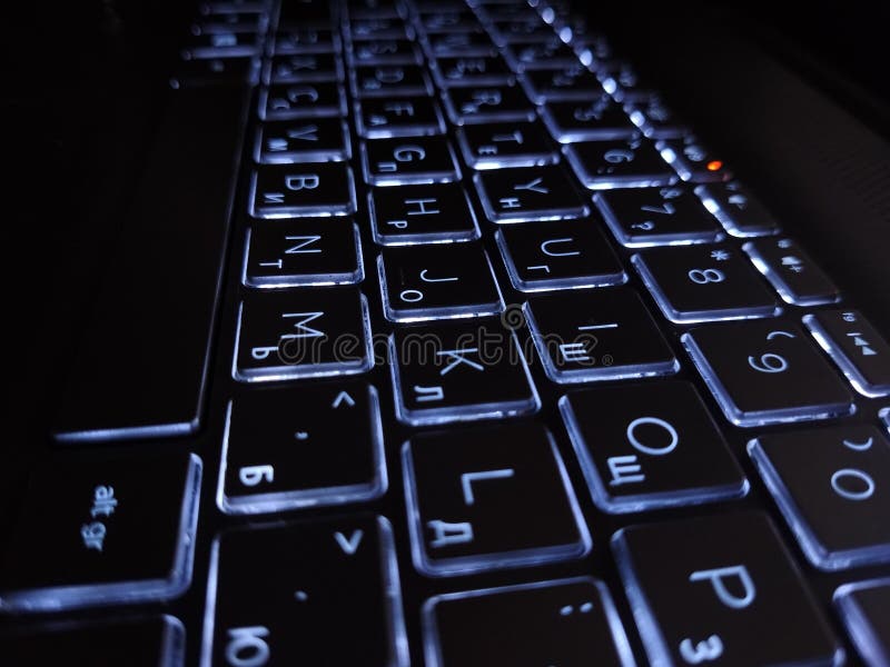 Laptop Keyboard in the Dark, Illuminated by Light Stock Photo - Image ...