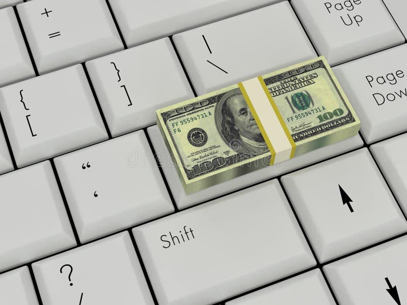 Laptop Keyboard with Dollar Money Stock Illustration - Illustration of ...