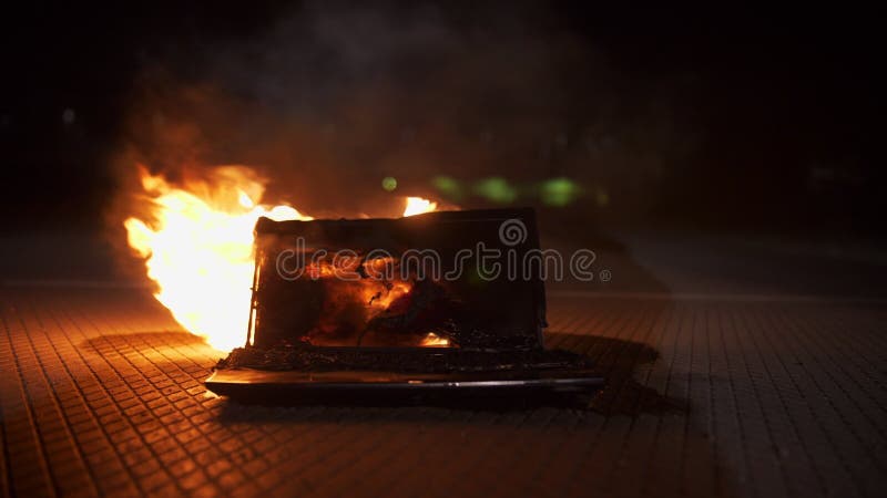 Laptop Keyboard on Fire and Melting Stock Footage - Video of modern ...