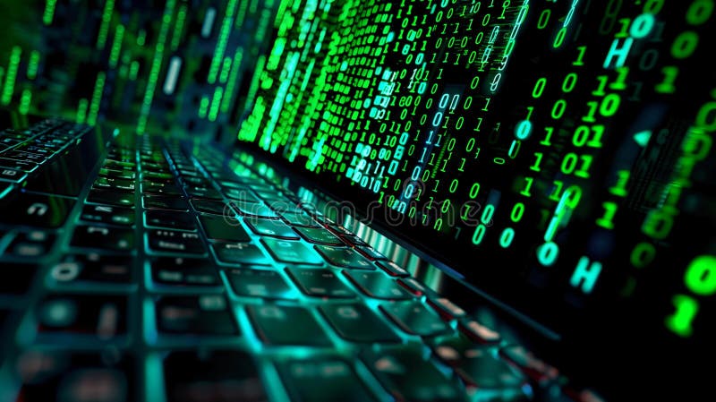 Laptop Keyboard Green Binary Code Representing Cross-site Scripting ...