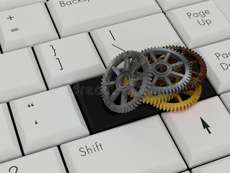 Laptop Keyboard with Grunge Cog Stock Illustration - Illustration of ...
