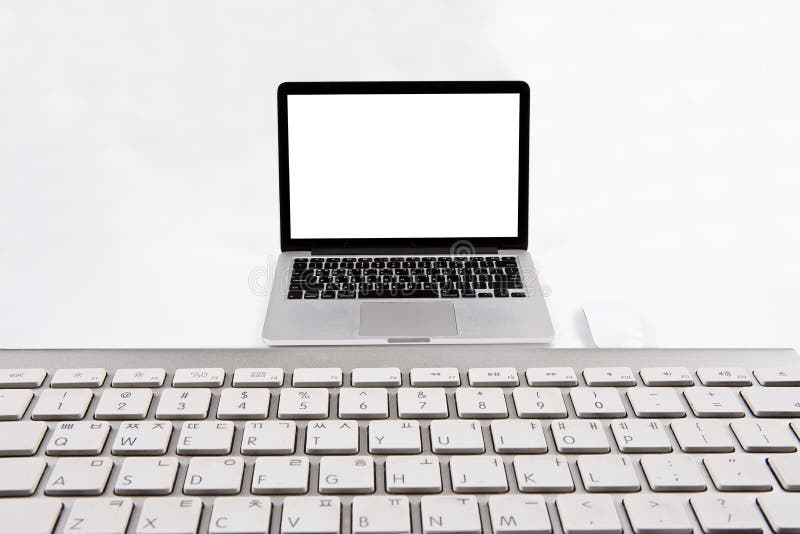 Laptop and Book Isolated on White Background. Stock Photo - Image of ...