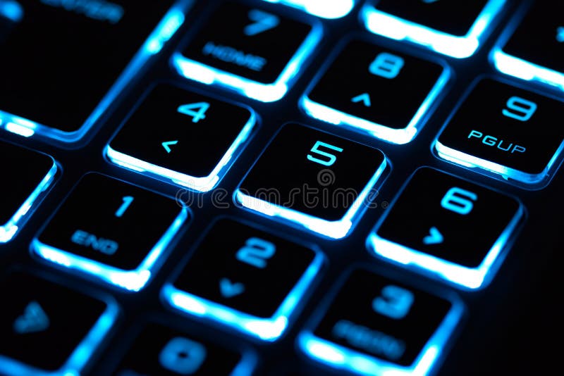 Laptop Keyboard Numeric Pad with Blue Lighting Close-up Stock Image ...