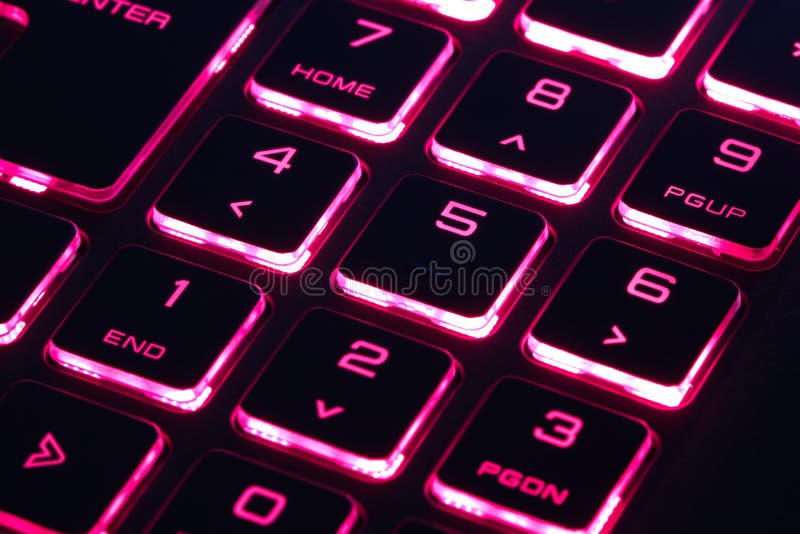 Laptop Keyboard Numeric Pad with Red Lighting Close-up Stock Image ...