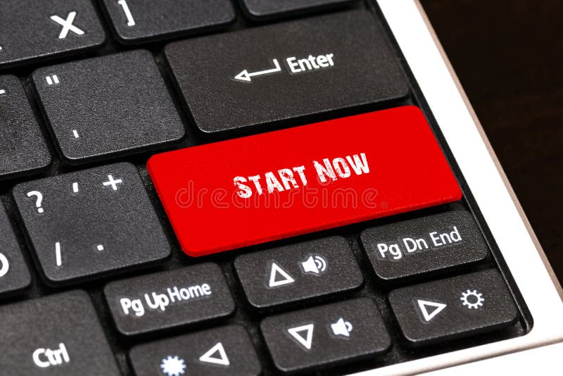 How Do I Start on Red Enter Button on Black Keyboard Stock Photo ...