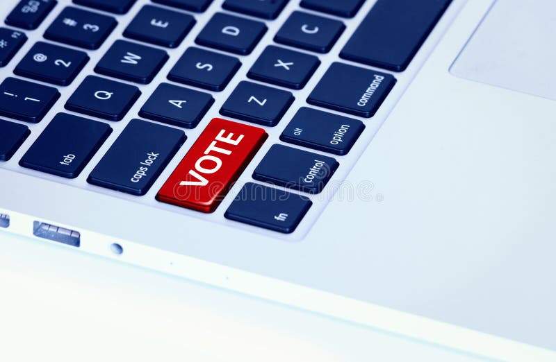 Laptop Keyboard with a Red Vote Button Stock Photo - Image of polls ...