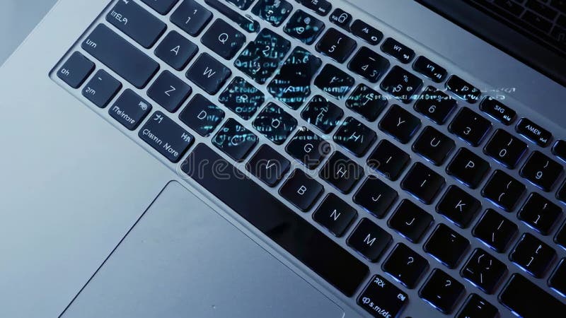 Laptop Keyboard Showing Code Raining Down in Augmented Reality Stock ...