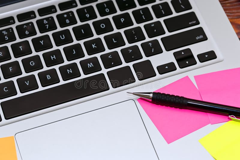 Laptop Keyboard with Sticky Notes Stock Image - Image of document, note ...