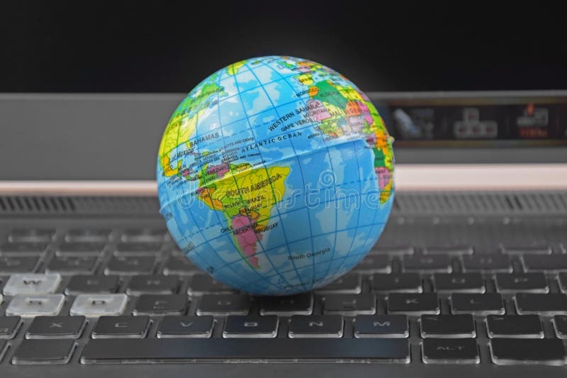 Laptop Keyboard with World Globe on Top. Stock Photo - Image of tool ...