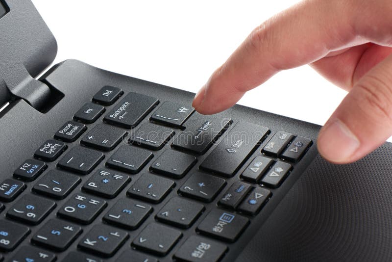 Female Hand Using Computer Keyboard, Enter Button Stock Photo - Image ...